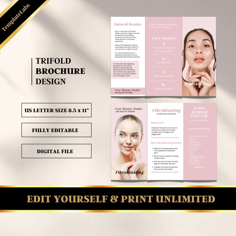 Fibroblast Marketing, DIY Brochure Printable, Editable Brochure, Tri ...