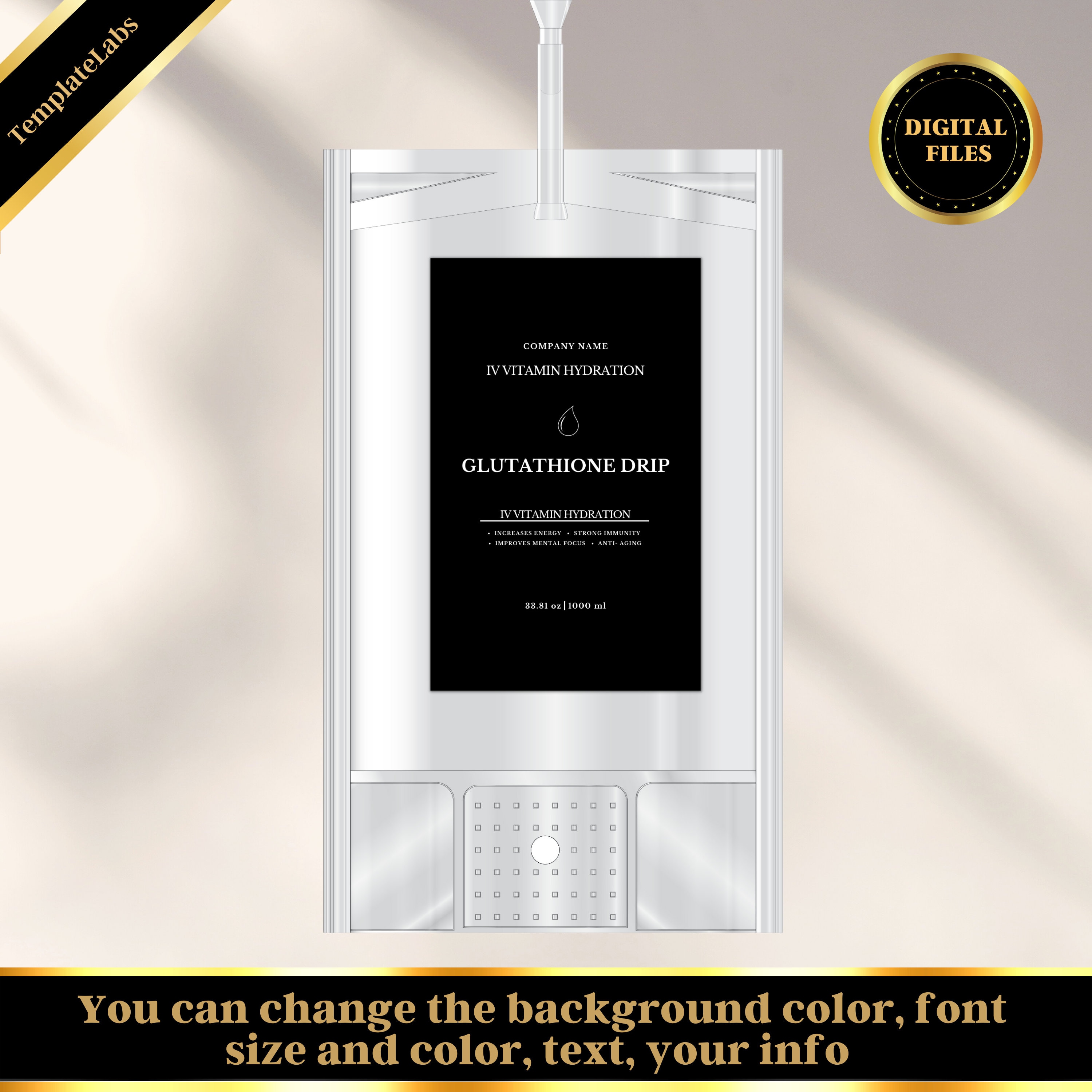 IV Bag Label, IV Hydration Printable, Printable Label, DIY Label ...