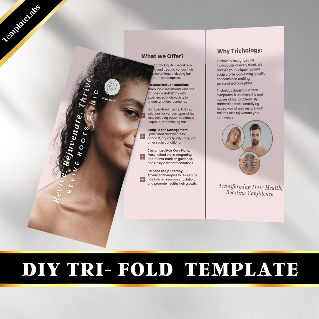 Trichology Brochure, Hair Loss Template, Scalp Treatment, Tri Fold ...
