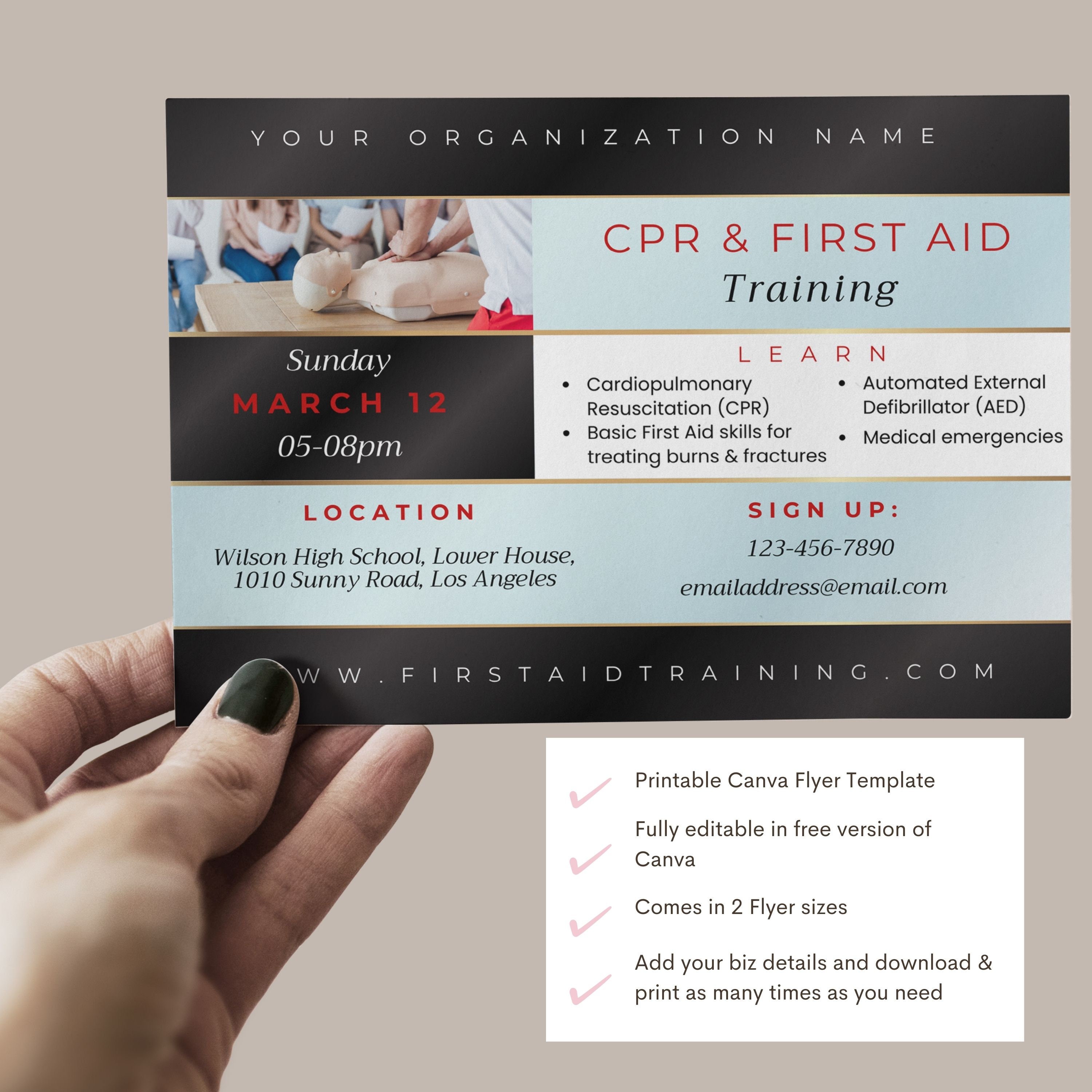 CPR Training Flyer, CPR Flyer, Cpr Template, Cpr First Aid and ...
