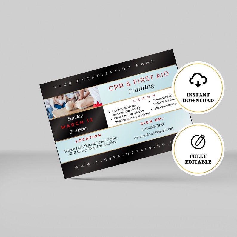 CPR Training Flyer, CPR Flyer, Cpr Template, Cpr First Aid and ...