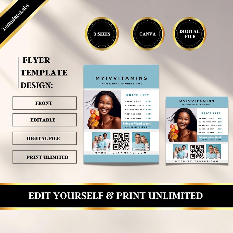 IV Hydration Template, IV Therapy Flyer, Iv Drip, Brand Awareness Flyer ...