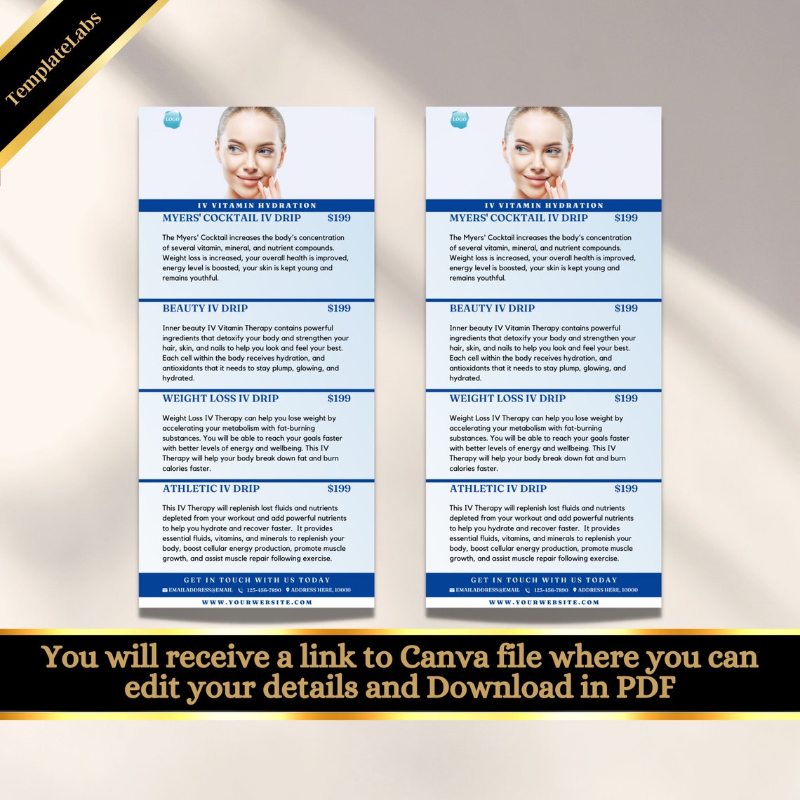 IV Therapy Flyer, IV Hydration Template, Digital Flyer, DIY Flyer ...