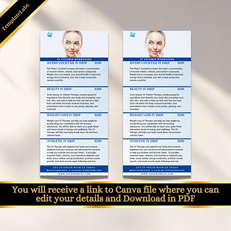 IV Therapy Flyer, IV Hydration Template, Digital Flyer, DIY Flyer ...