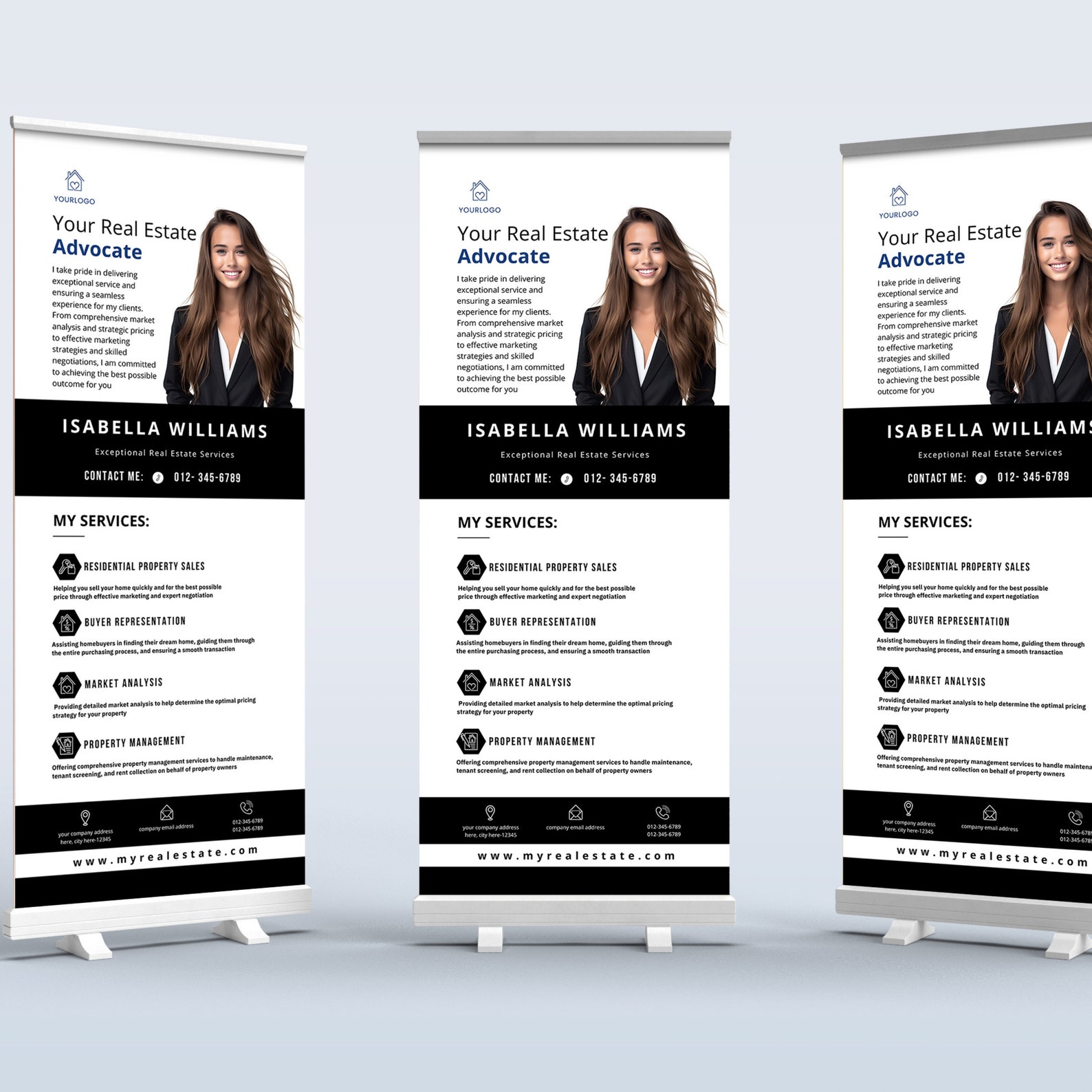 Retractable Banner Real Estate, Realtor Banner Template, Roll up Banner ...