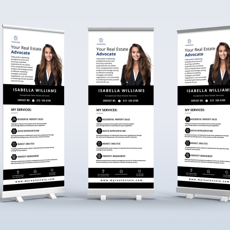 Retractable Banner Real Estate, Realtor Banner Template, Roll up Banner ...