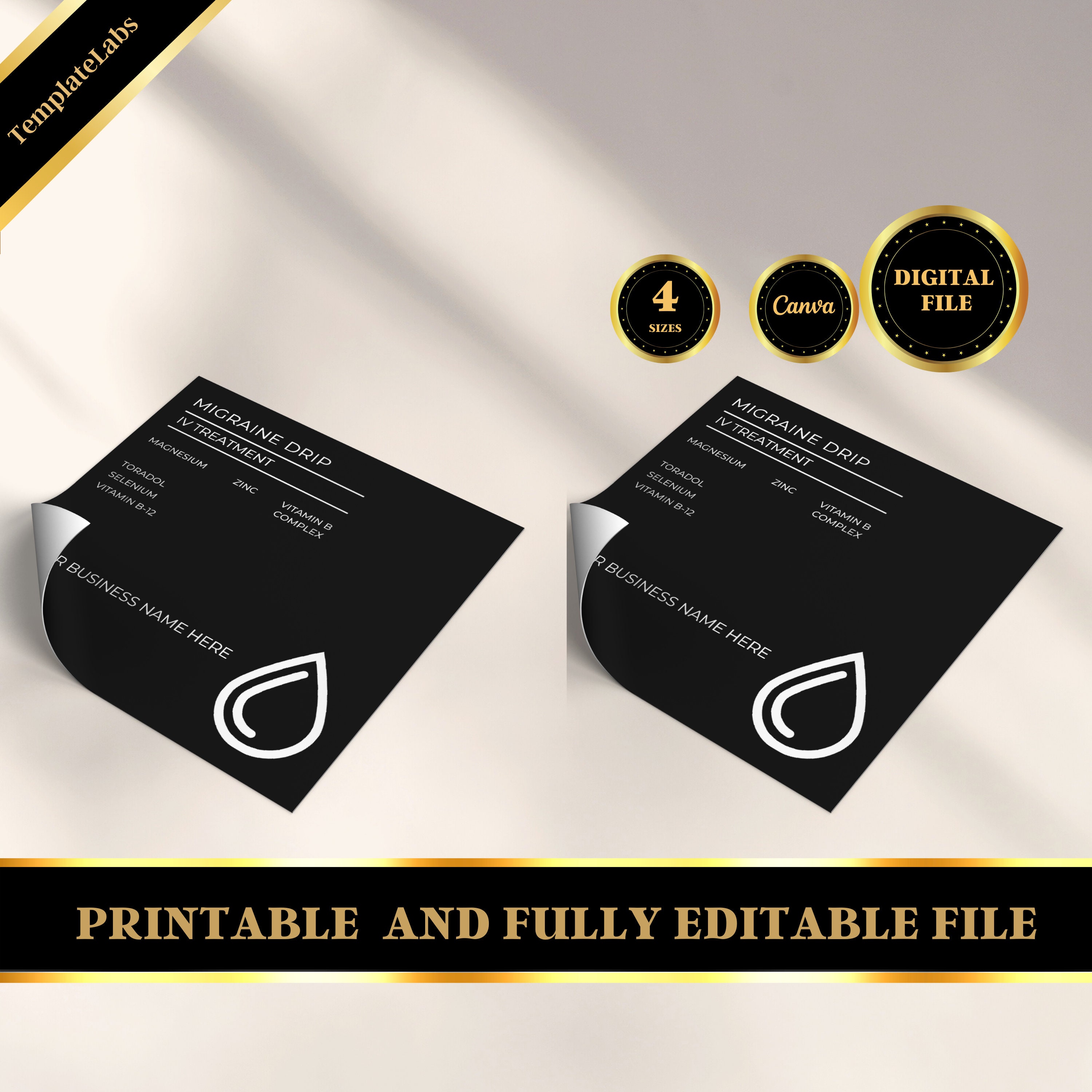 IV Bag Label, IV Vitamin Drip, DIY Label, Printable Label Template ...