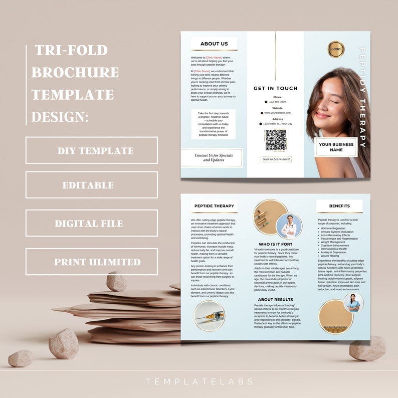 Pep Therapy Tri Fold Brochure Template, Printable Brochure, P. Therapy ...