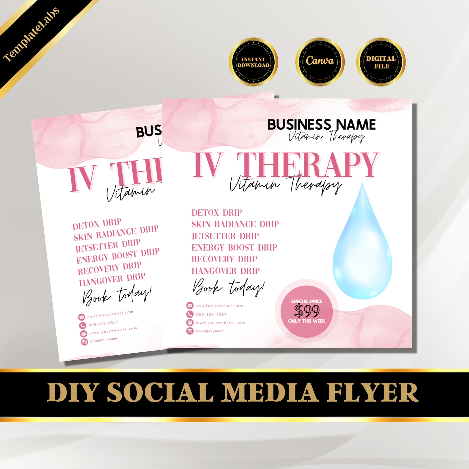 IV Drip Business, IV Therapy Template, Social Media Flyer, IV Hydration ...