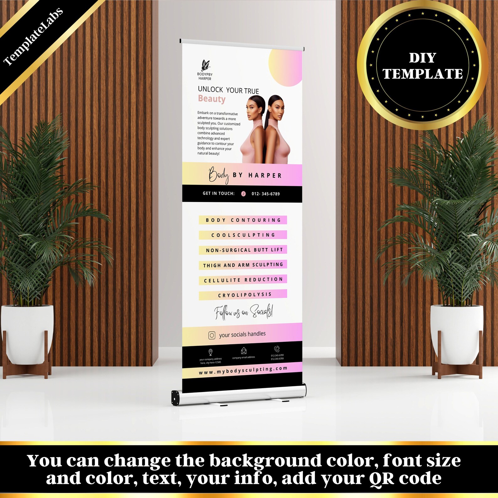 Retractable Banner Body Contouring, Body Contouring Banner, Roll up ...