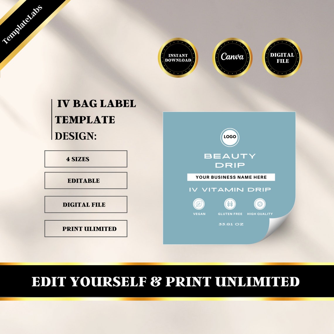 IV Bag Label IV Label IV Hydration Labels Printable Label - Etsy