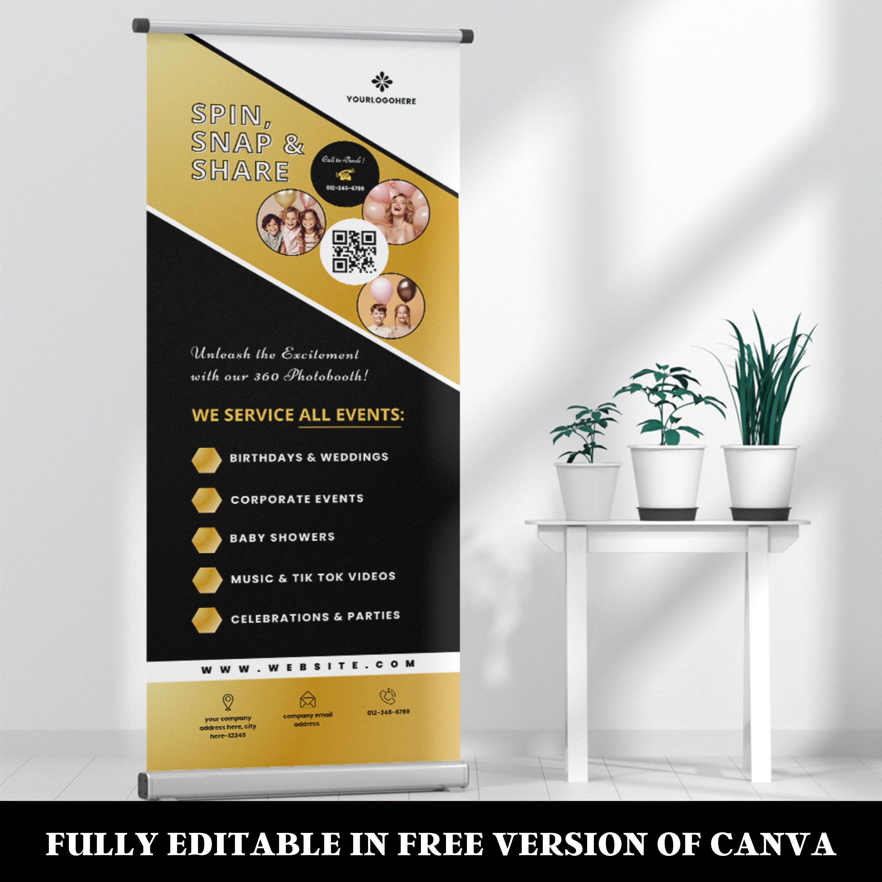 Retractable Banner 360 Photobooth Digital, 360 Photobooth Template ...