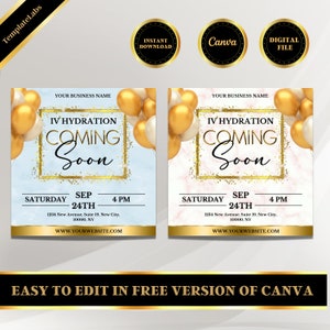 IV Hydration Social Media Template, Coming Soon Flyer, Opening Flyer ...