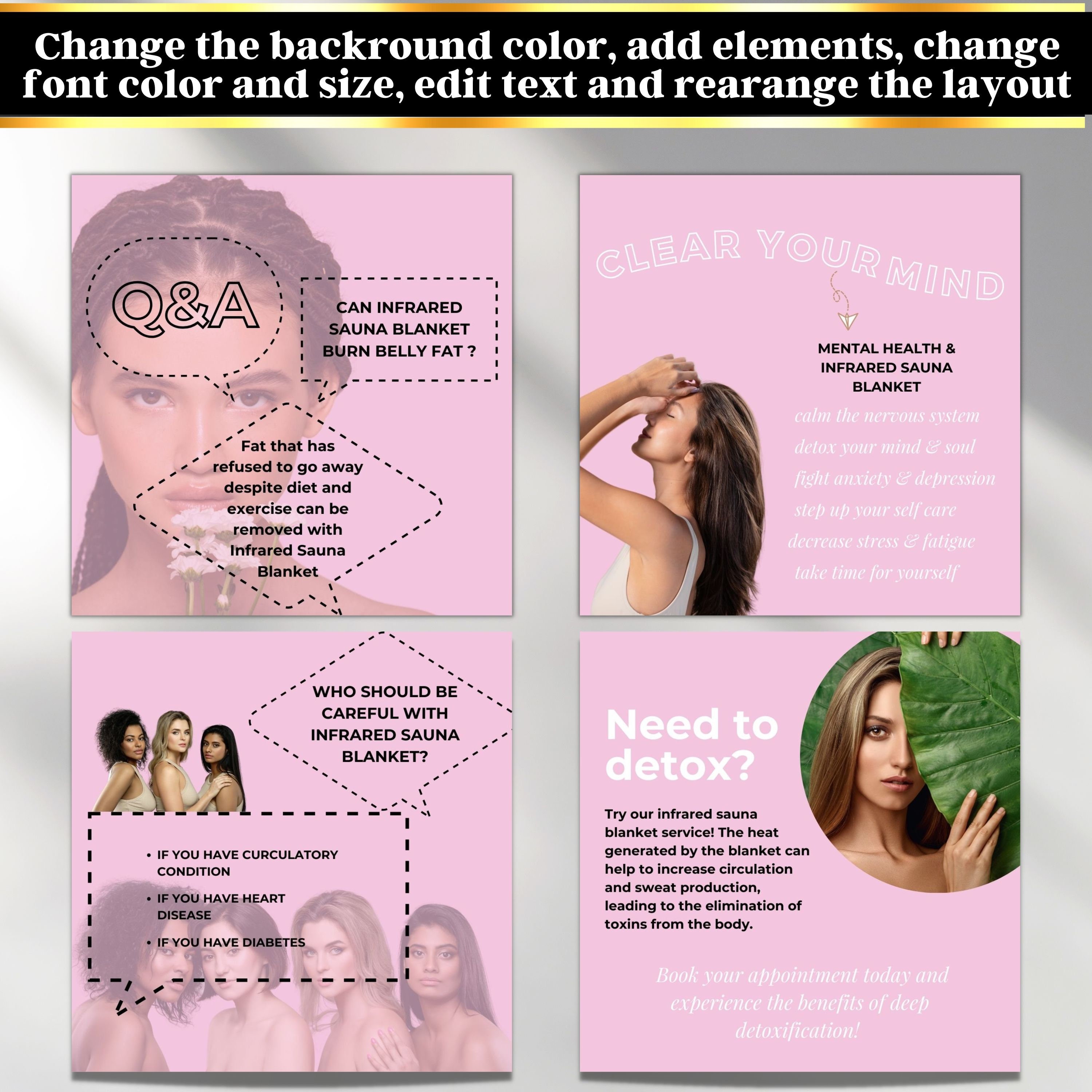 Infrared Sauna Blanket, Instagram Posts, Social Media Templates, Canva ...