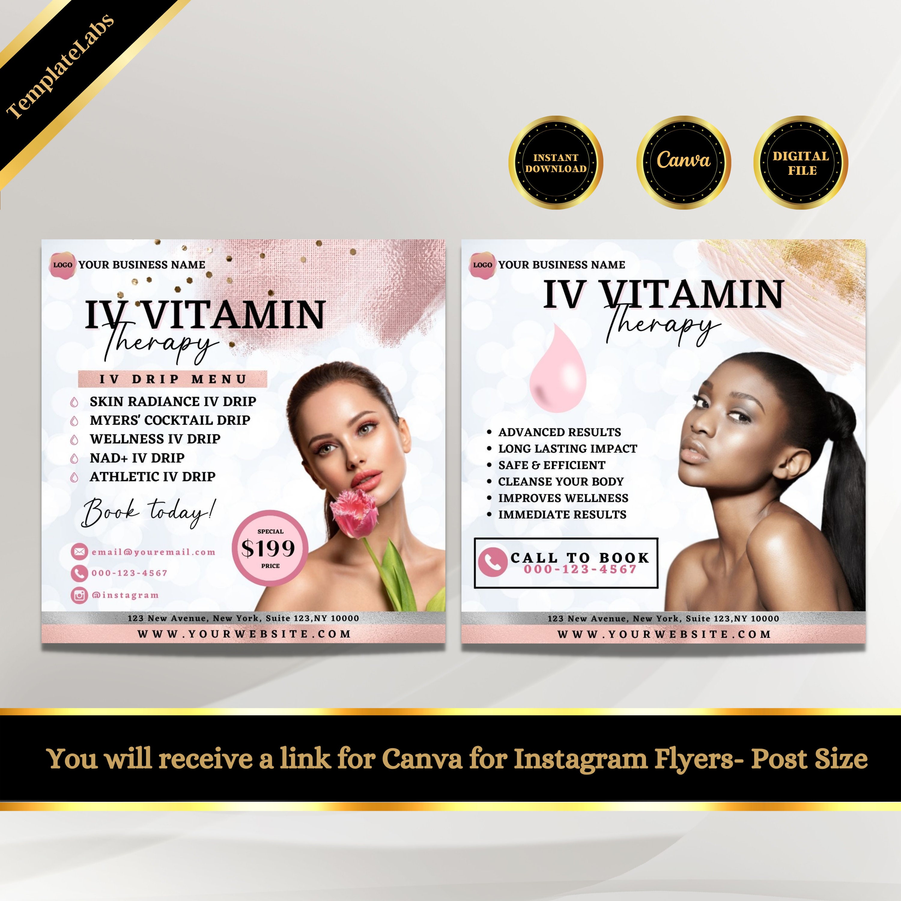 IV Hydration Social Media Template, IV Vitamin Therapy Marketing ...