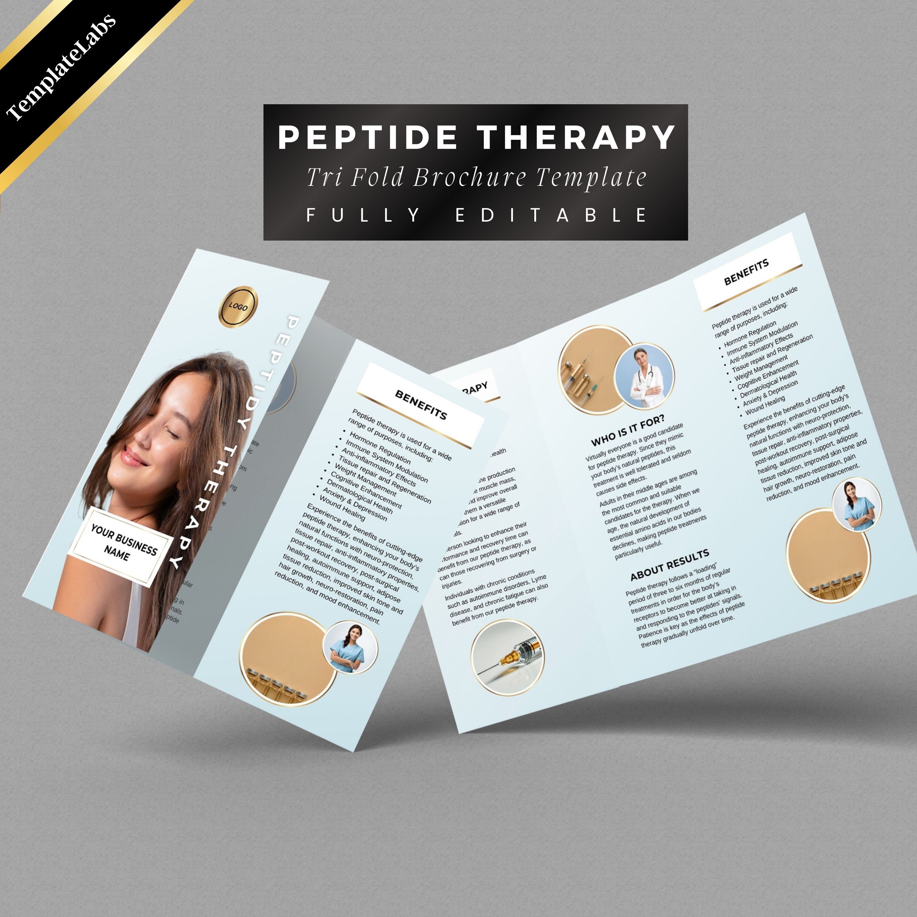 Peptide Therapy Tri Fold Brochure Template, Printable Brochure, Medspa ...