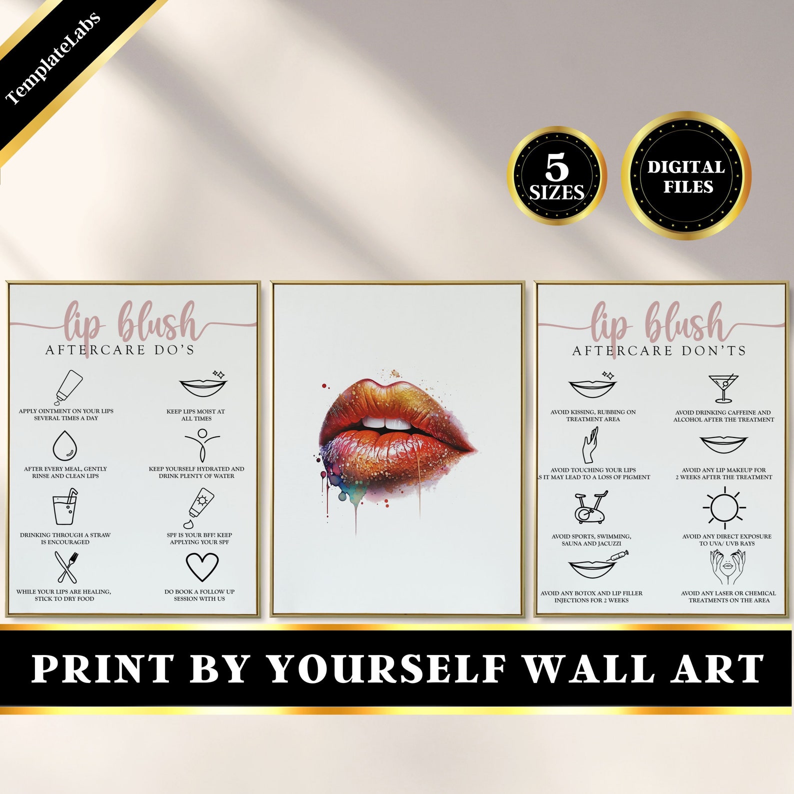 Lip Blush Aftercare Poster, Lip Blush Poster, Permanent Makeup Poster ...