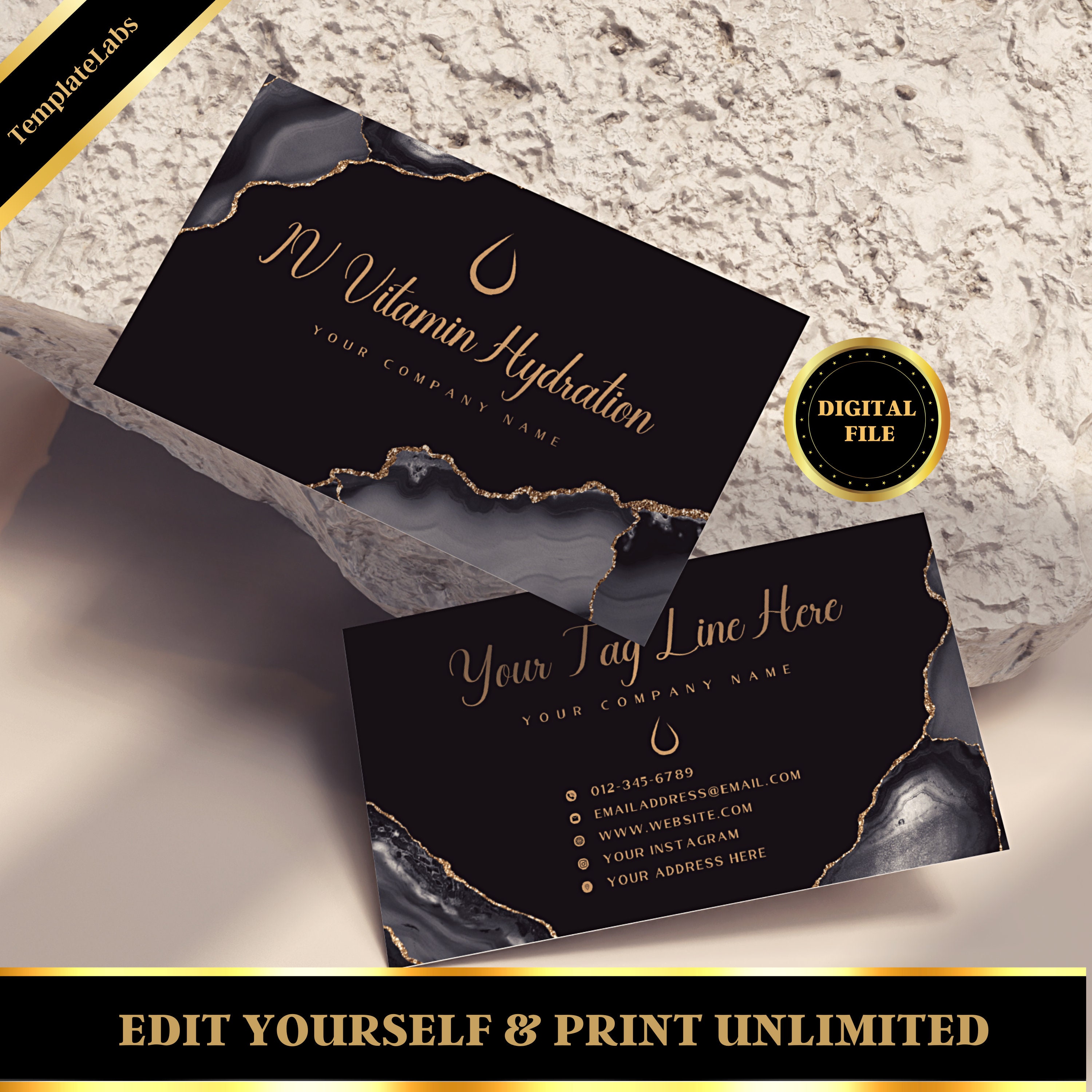 IV Drip Business Card, IV Hydration, DIY Business Card, Marble Business ...