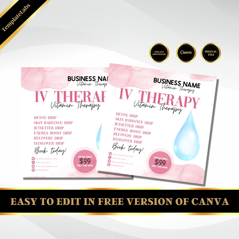 IV Drip Business, IV Therapy Template, Social Media Flyer, IV Hydration ...