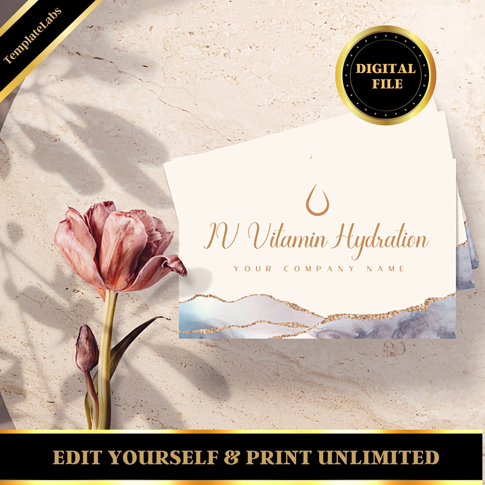 IV Drip Business Card, IV Hydration, DIY Business Card, Marble Business ...