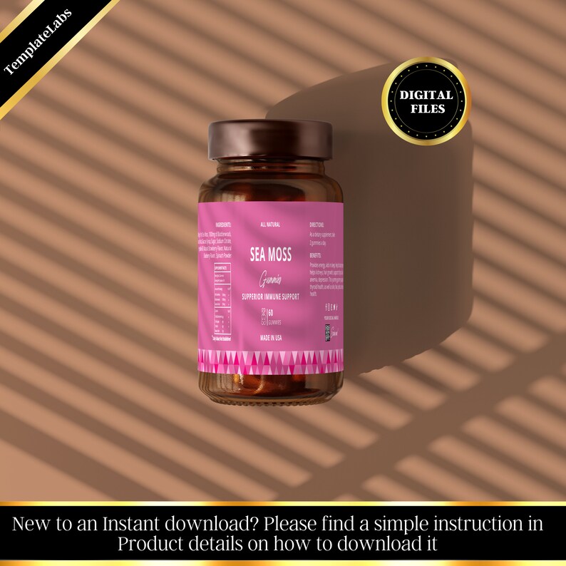 Sea Moss Gummies Label Template, Vitamin Label, Supplement Label ...