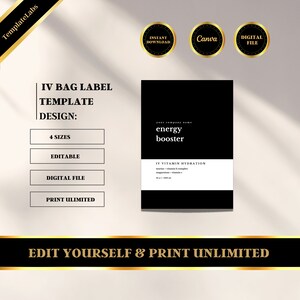 IV Bag Label, IV Hydration Printable, Printable Label, DIY Label ...