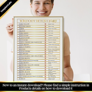 Ionic Foot Detox, Printable Chart, Printable Wall Art Gold, Digital ...