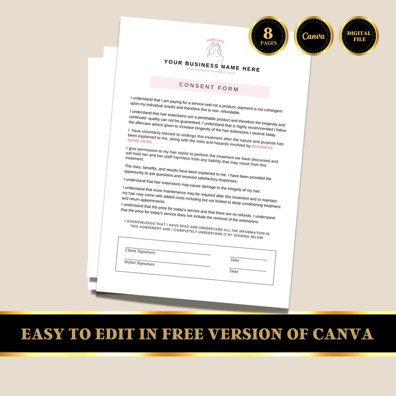 Hair Extension Consultation Forms, Hair Extension Release Form, DIY ...