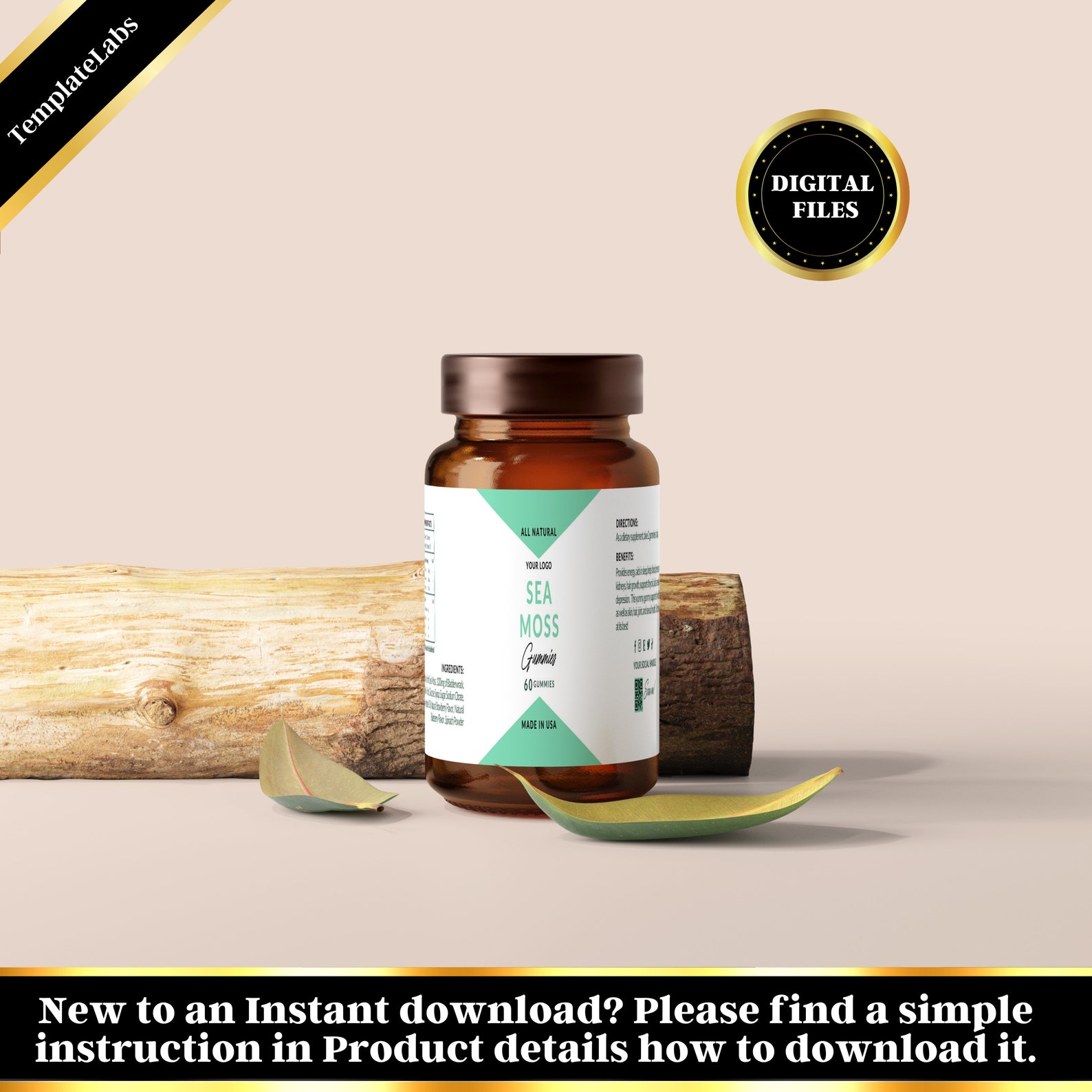 Sea Moss Gummies Label Template Vitamin Label Supplement - Etsy