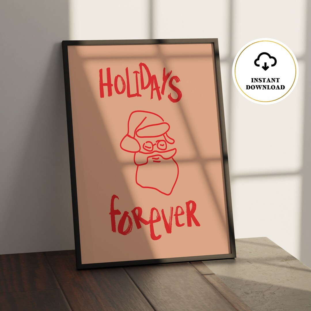Funny Santa Print, Retro Santa Printable, 70s Christmas Decorations ...