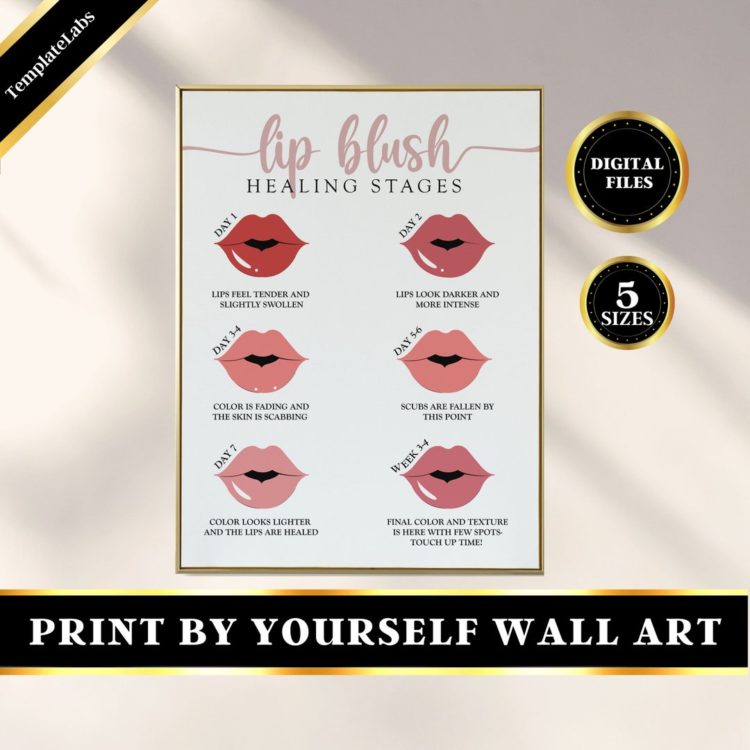 Lip Blush Healing Poster, Lip Blush Poster, PMU Decor, Permanent Makeup ...