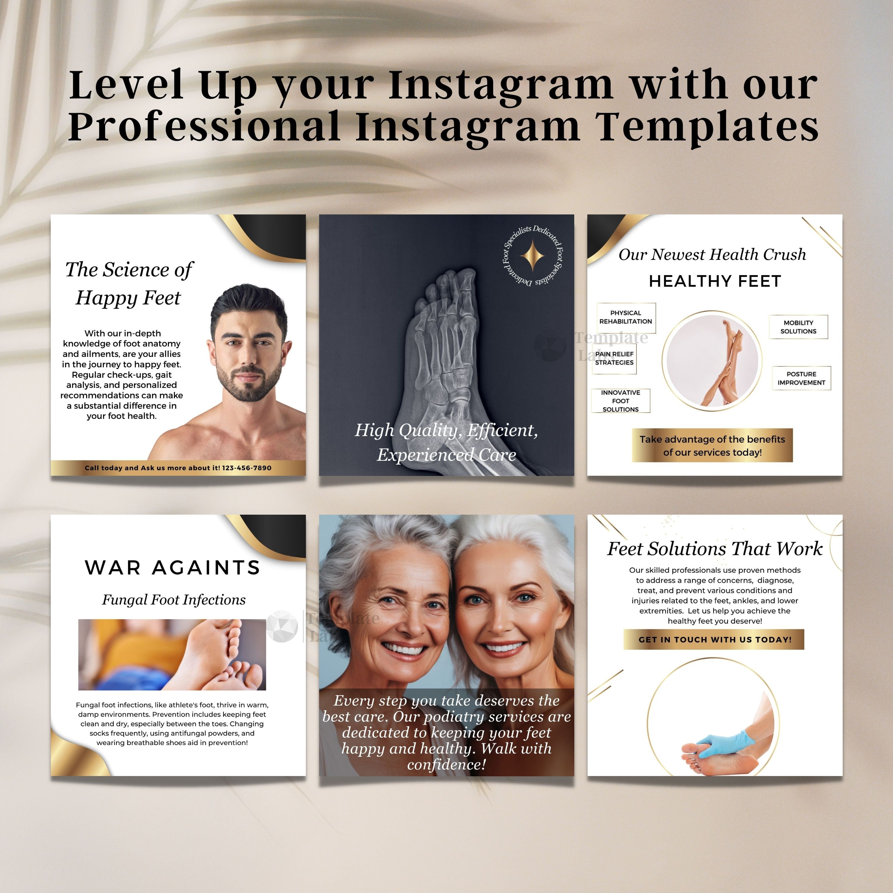 Podiatry Instagram Template, Podiatrist Instagram Marketing, Editable ...