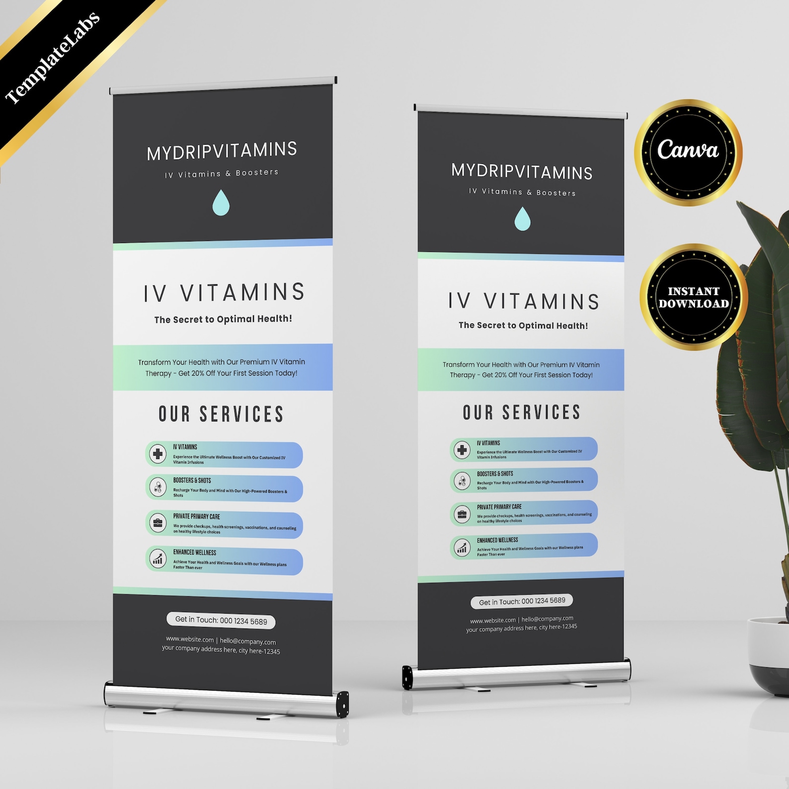 IV Hydration Retractable Banner Roll up Banner Template - Etsy