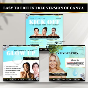 IV Hydration Templates, IV Hydration Business, Branding Kit Canva, E ...