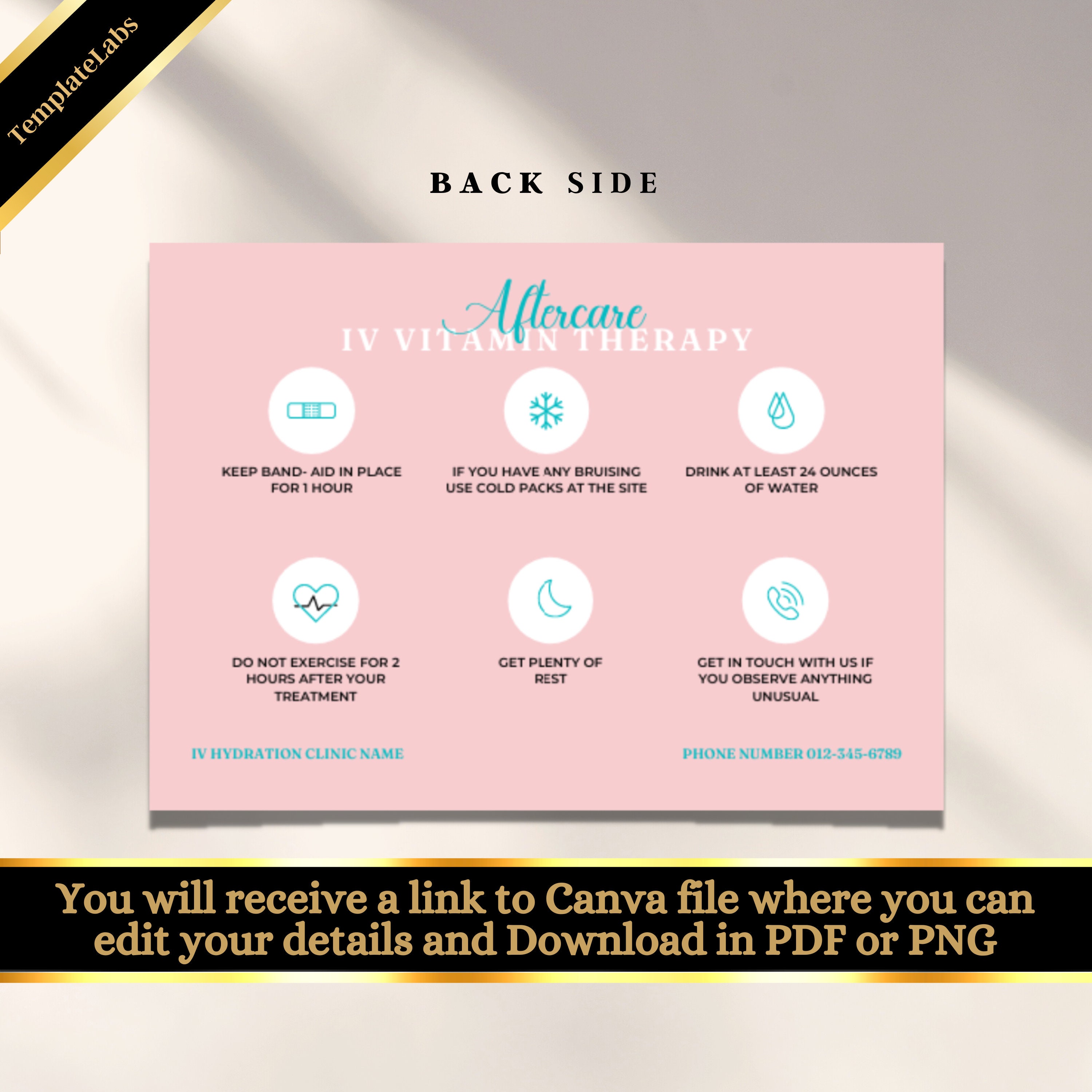 IV Hydration Template, IV Discharge Instruction, Printable Aftercare ...