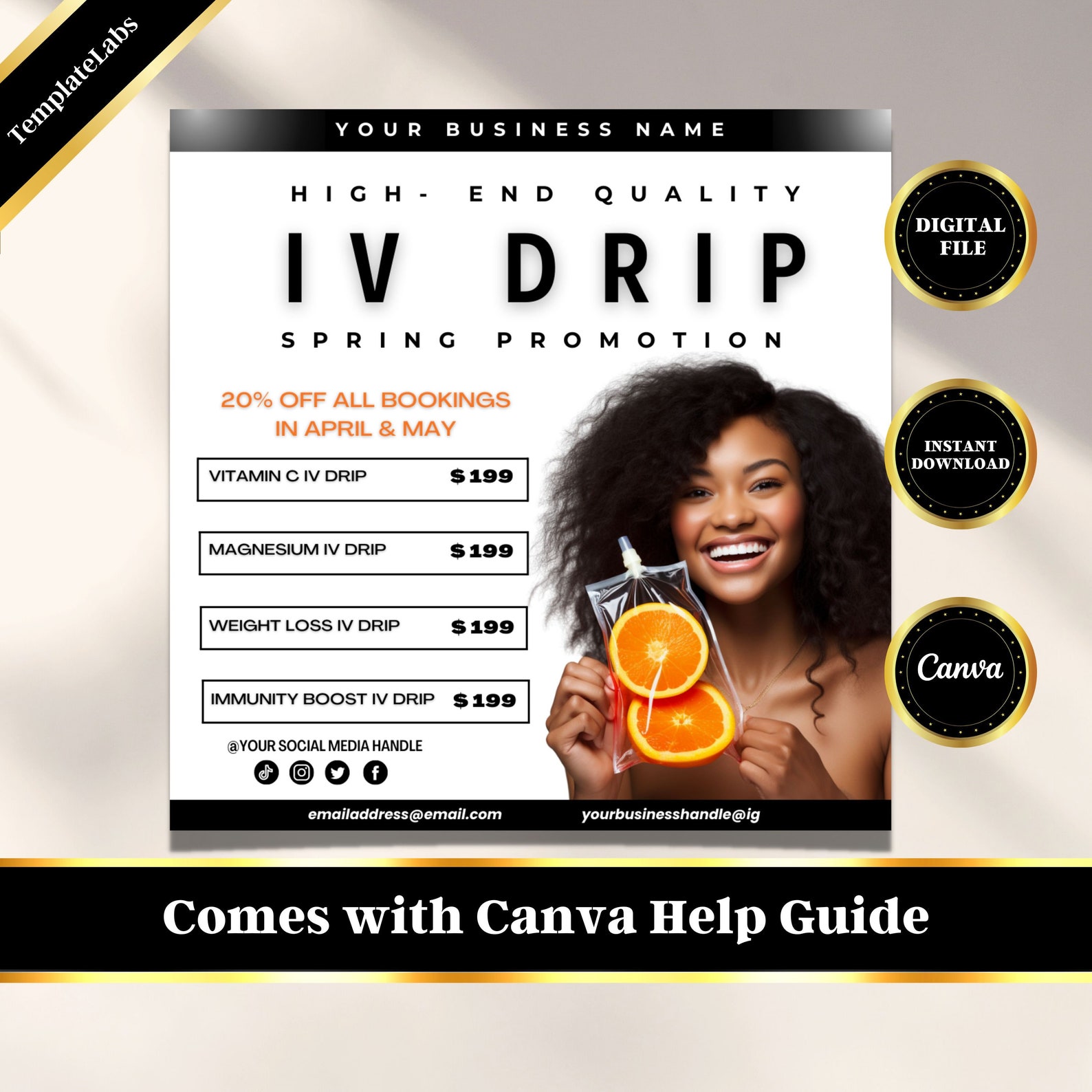 IV Therapy Instagram IV Drip Template Iv Drip Flyer Spring - Etsy