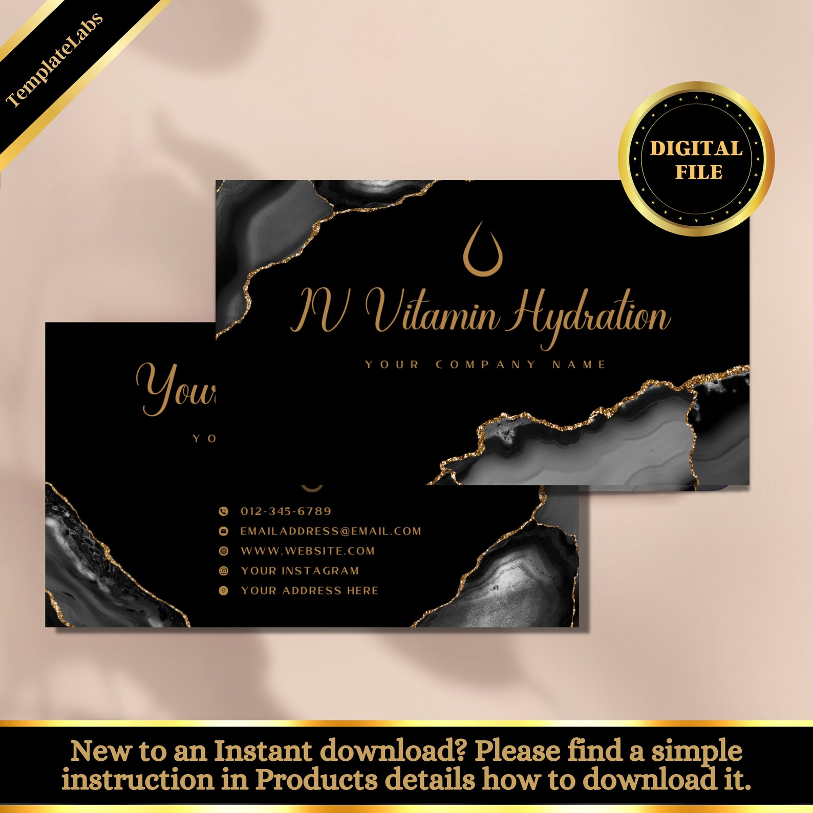 IV Drip Business Card IV Hydration DIY Business Card Marble - Etsy