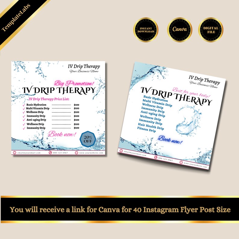 IV Drip Business, IV Therapy Template, Social Media Flyer, IV Hydration ...