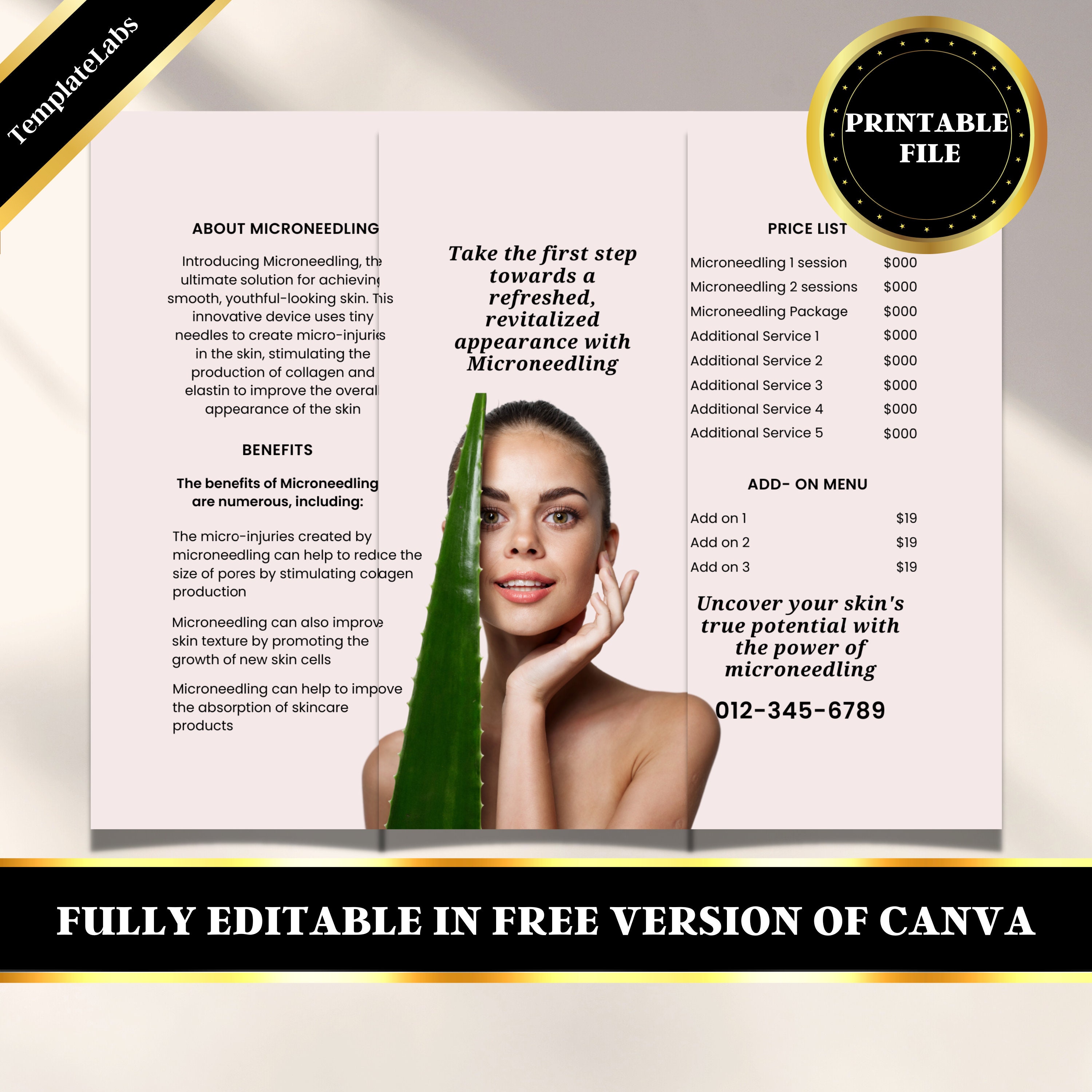 Microneedling Brochure, Microneedling Template, Tri Fold Brochure ...