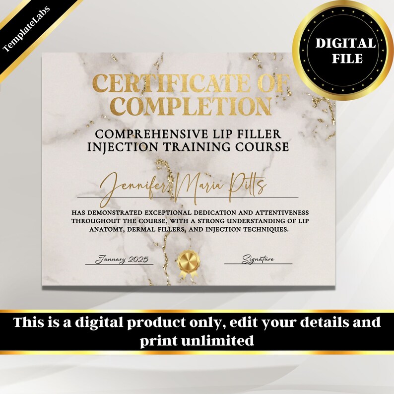 Lip Filler Certificate Injector Nurse Lip Filler Template - Etsy