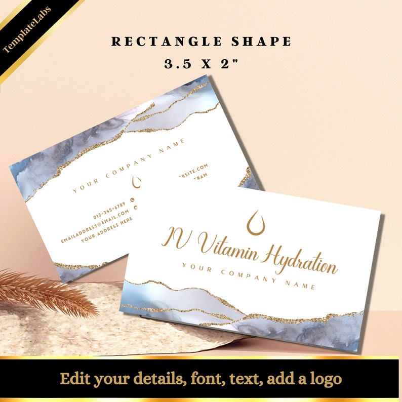 IV Drip Business Card, IV Hydration, DIY Business Card, Marble Business ...