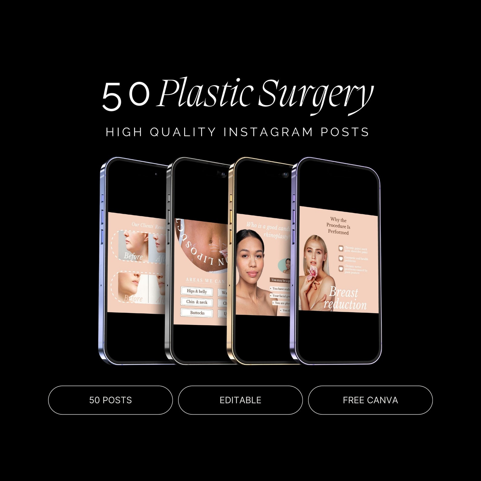 Plastic Surgery Flyer, Medspa Canva Template, Medspa Instagram, Social ...