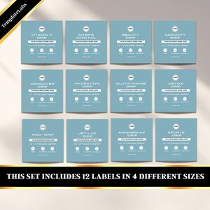 IV Bag Label, IV Label, IV Hydration Labels, Printable Label, Editable ...