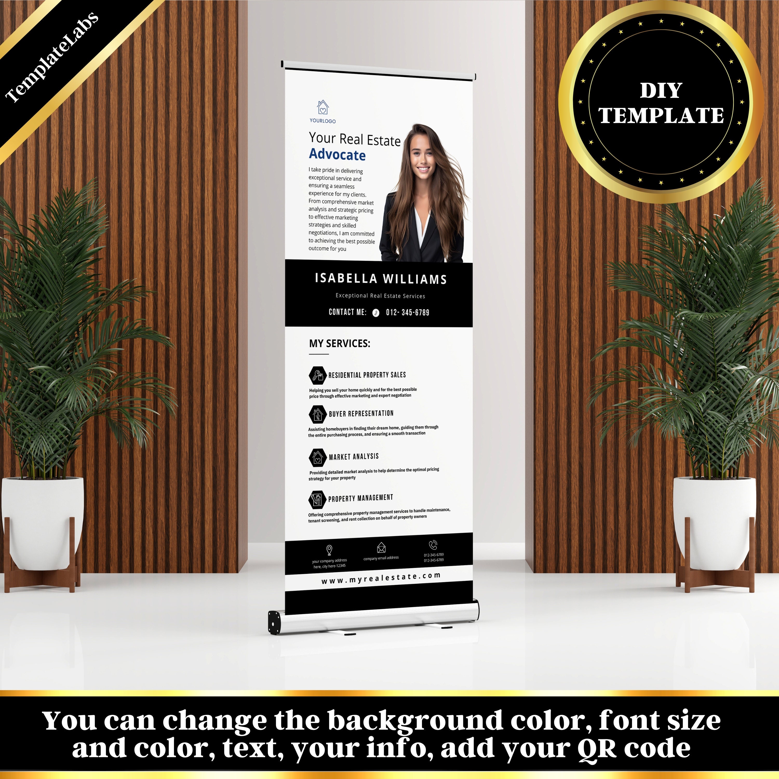 Retractable Banner Real Estate, Realtor Banner Template, Roll up Banner ...