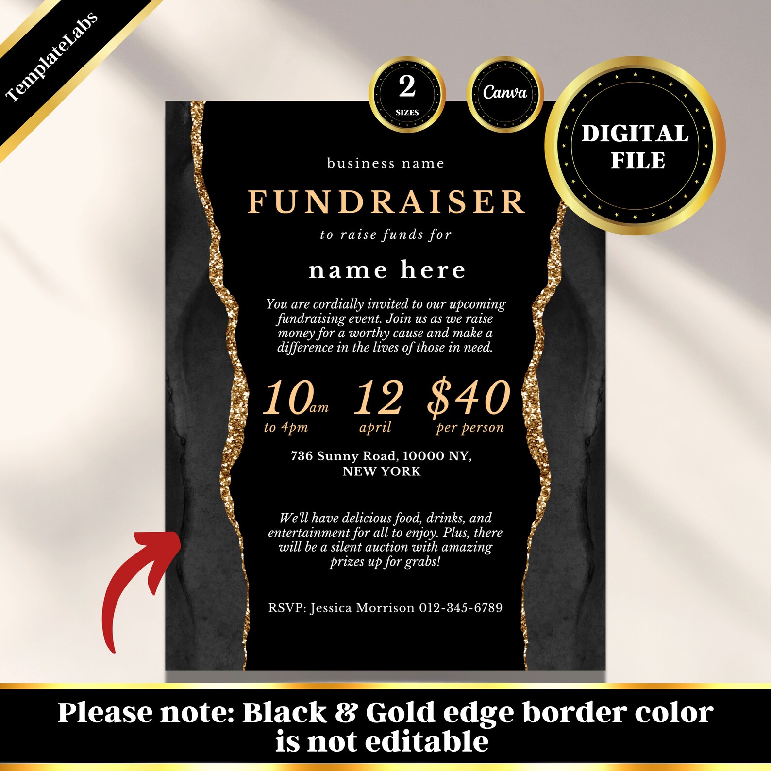 Fundraiser Flyer Template, Charity Invitation, Fundraising Flyer ...