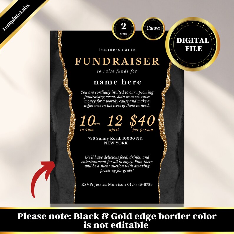 Fundraiser Flyer Template, Charity Invitation, Fundraising Flyer ...
