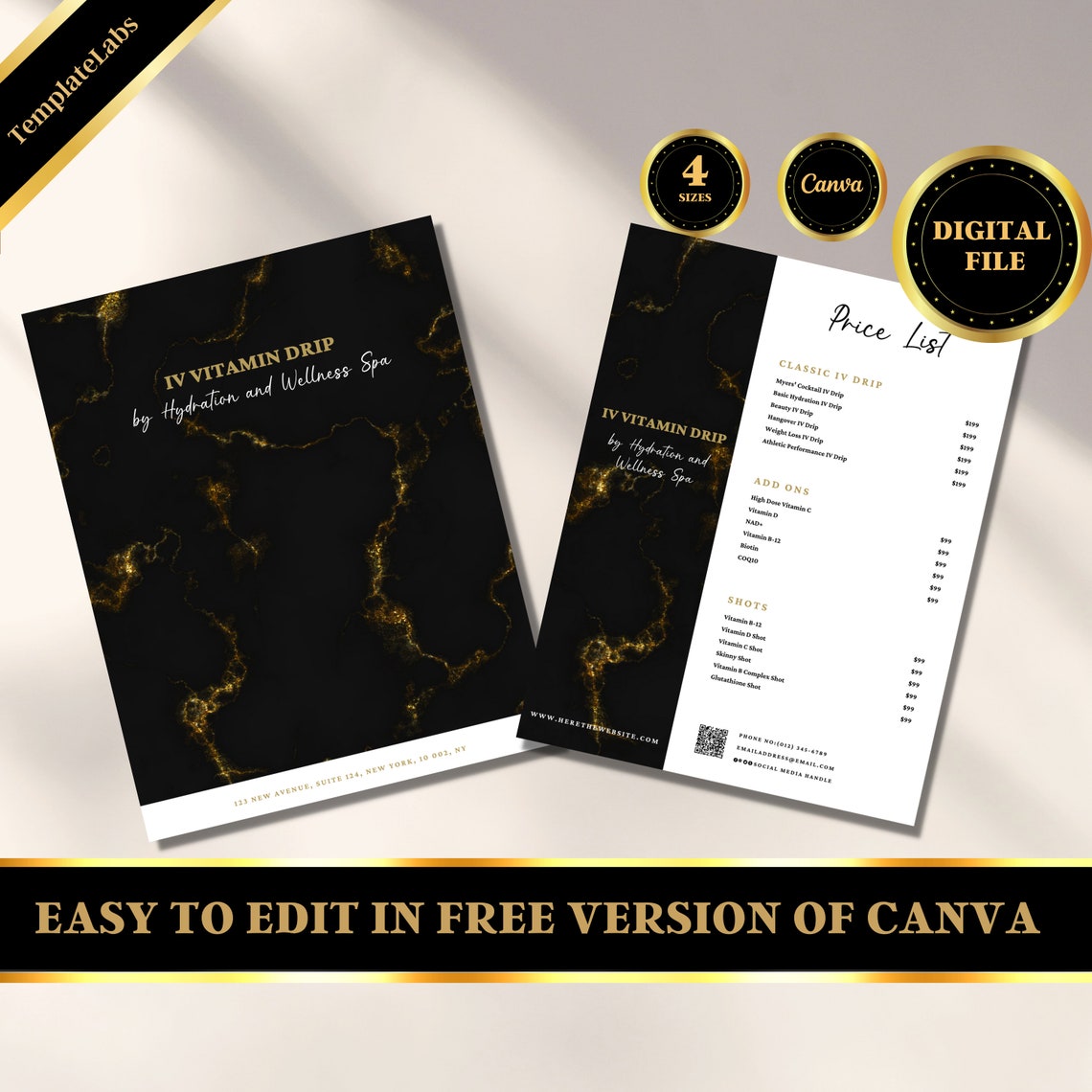 IV Hydration Template IV Therapy Flyer DIY Flyer Price List - Etsy