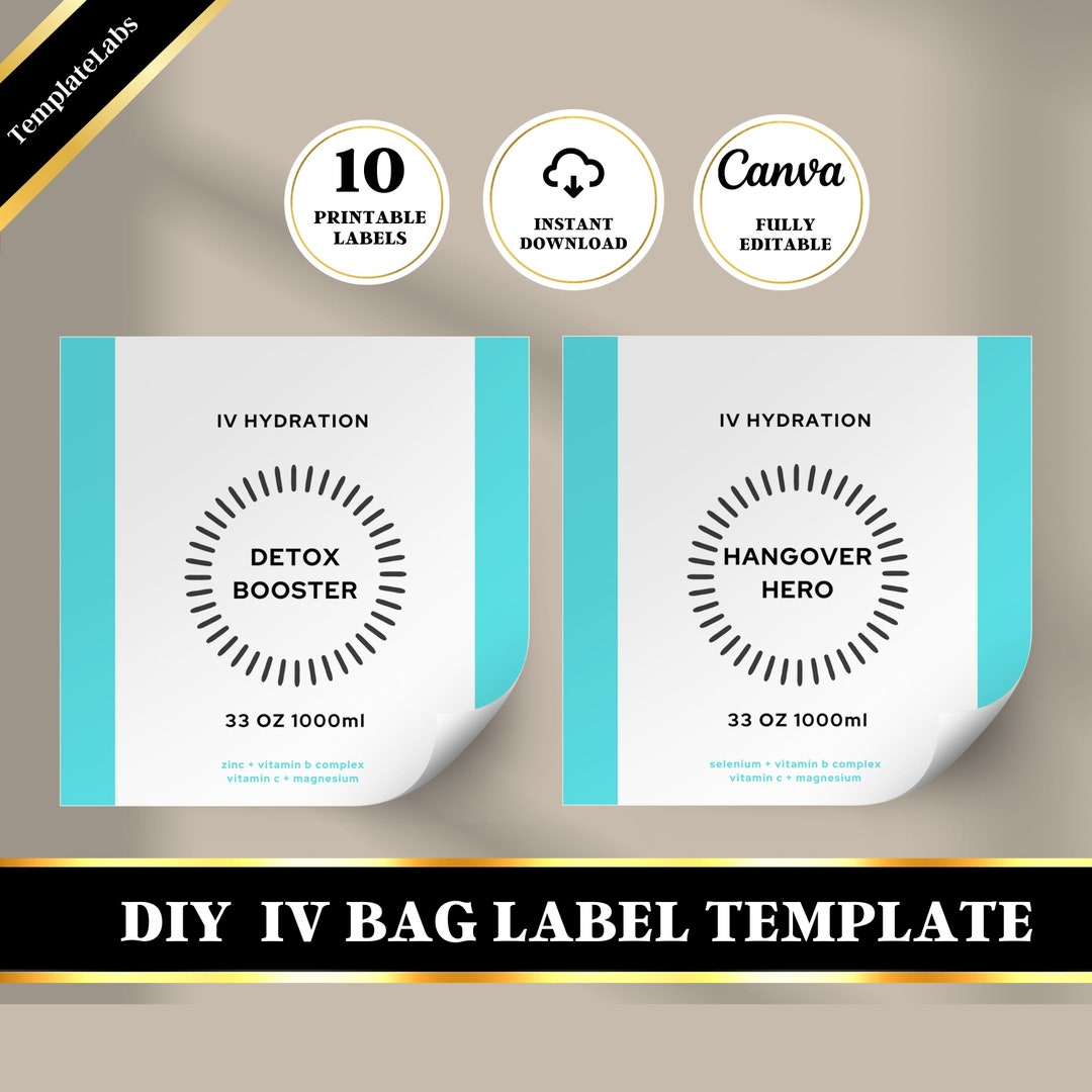 IV Bag Label Iv Label IV Hydration Label Iv Drip Bag Label - Etsy