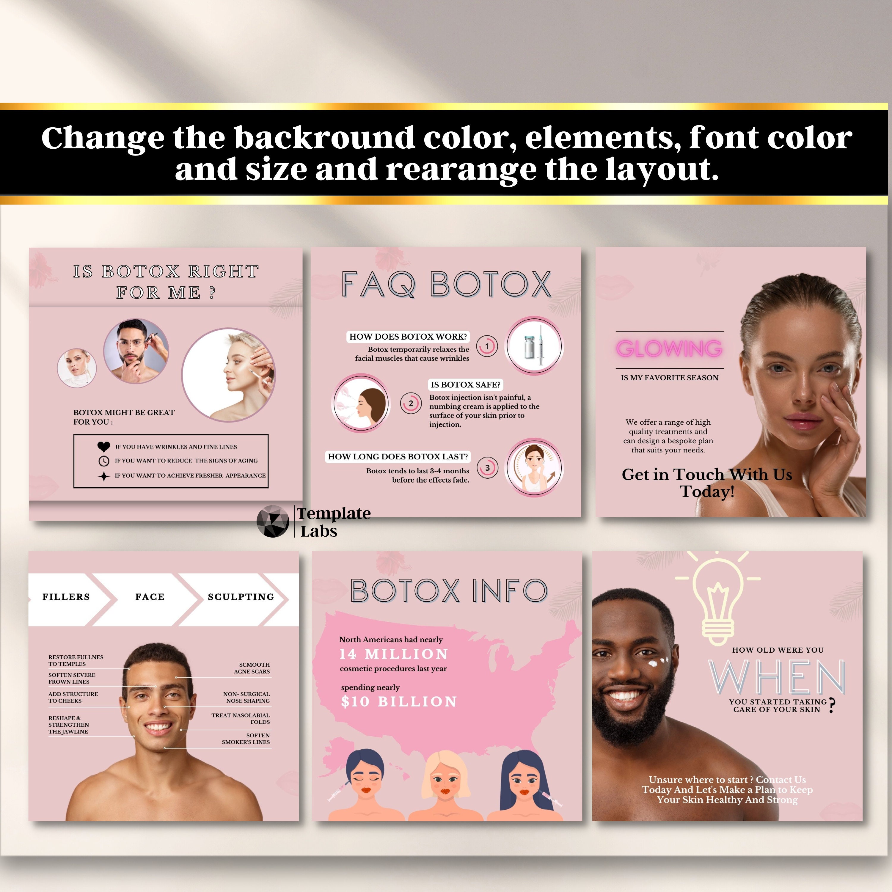 Botox and Filler Instagram Posts, Botox Instagram, Medspa Template for ...