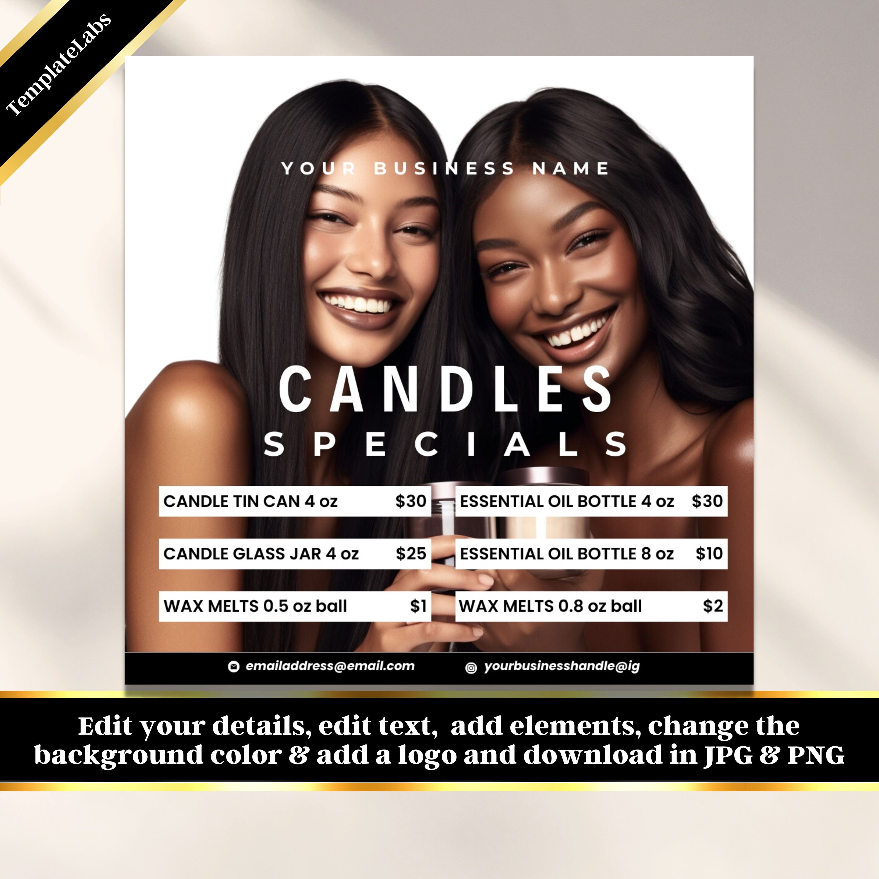 Candle Flyer Canva Candle Instagram Post Candle Business - Etsy